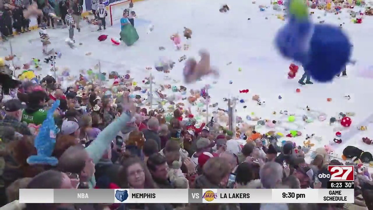 Hershey Bears' teddy bear toss nets more than 80,000 stuffed animals