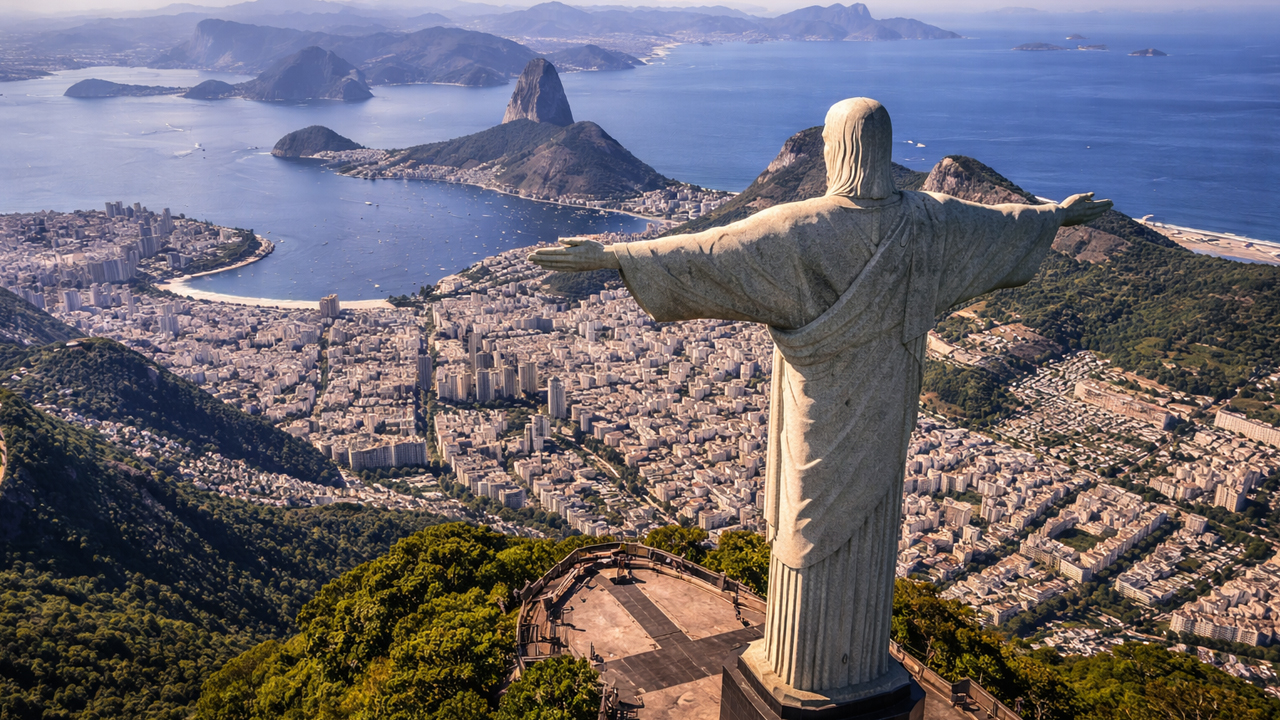 How high is Christ the Redeemer above the city?