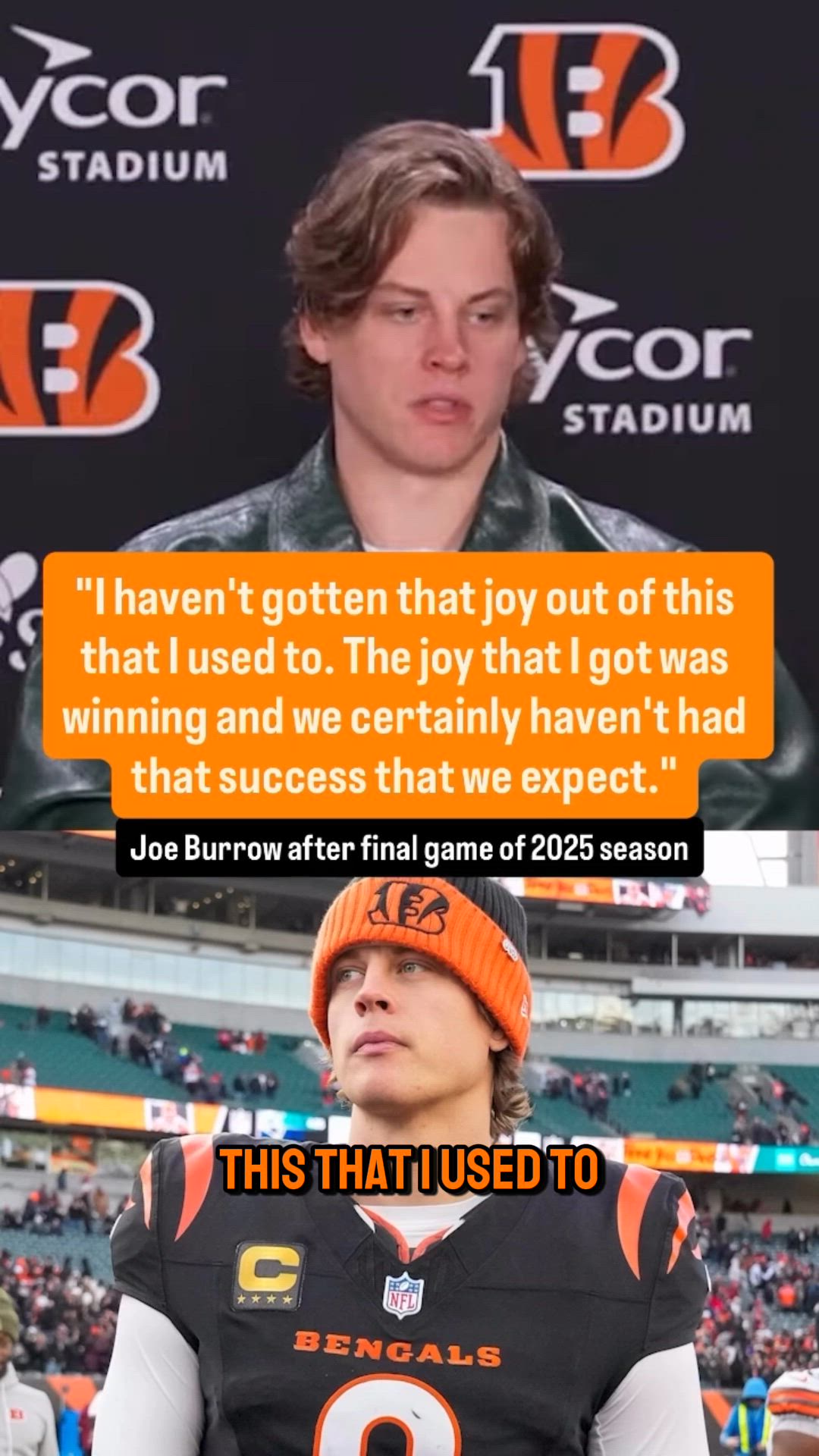 Joe Burrow has a somber message in last post game interview 😟