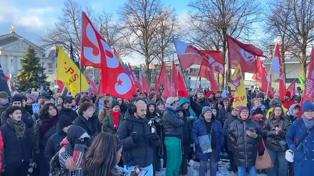 Protest in Amsterdam against US military action in Venezuela