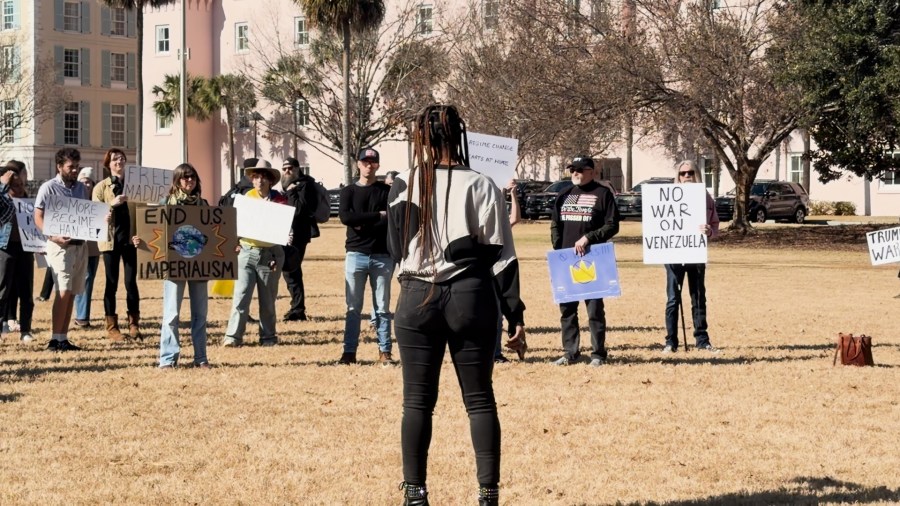 Downtown Charleston protest calls for peace, opposes US actions in ...
