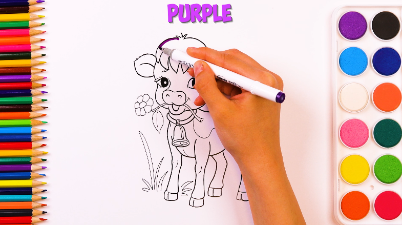 Learn colors with adorable calf drawing