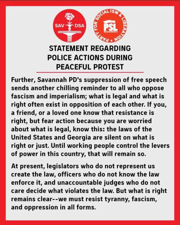 DSA, PSL release statement following 2 arrests in anti-ICE protest