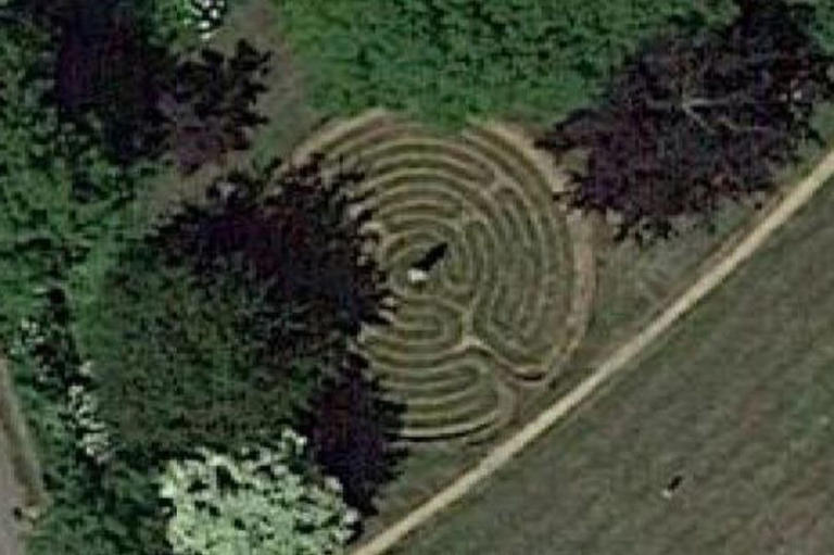 The historic maze still visible today in picturesque Cambridgeshire village