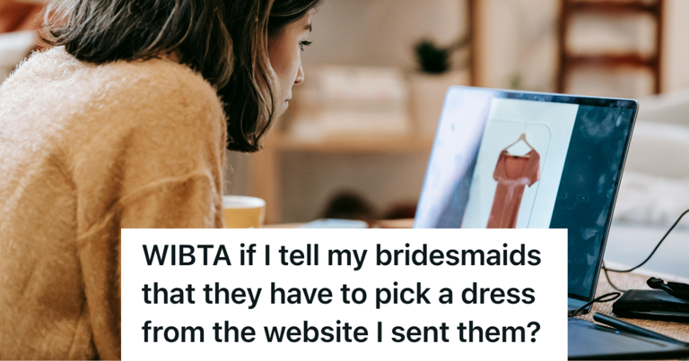 Bride sent a simple website link for bridesmaids to buy their dresses ...