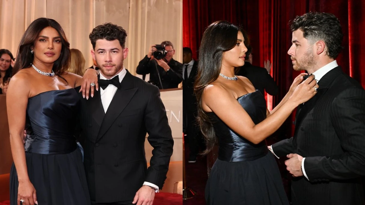Golden Globe Awards 2026: Priyanka Chopra fixes Nick Jonas' tie on red ...