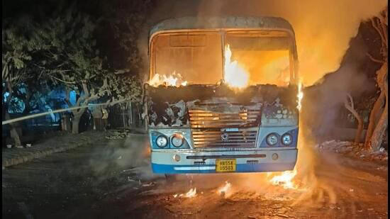 Bus and car gutted in separate Gurugram fire incidents