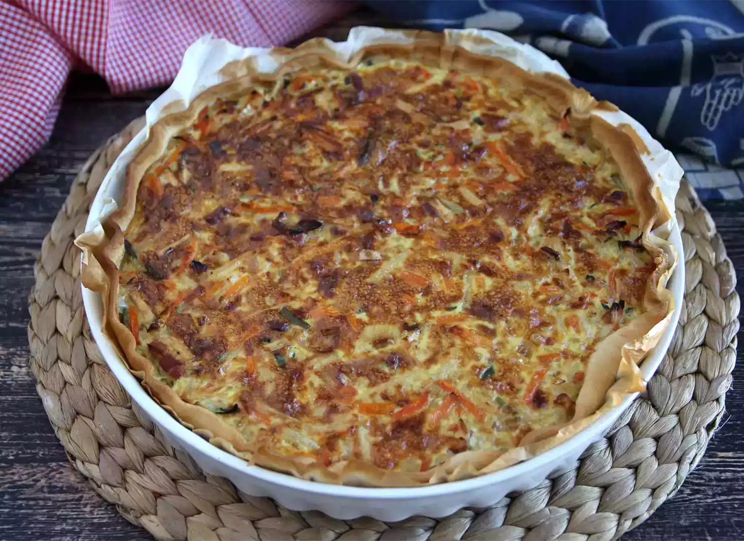 Quiche aux légumes et lardons qui plaît à tout le monde