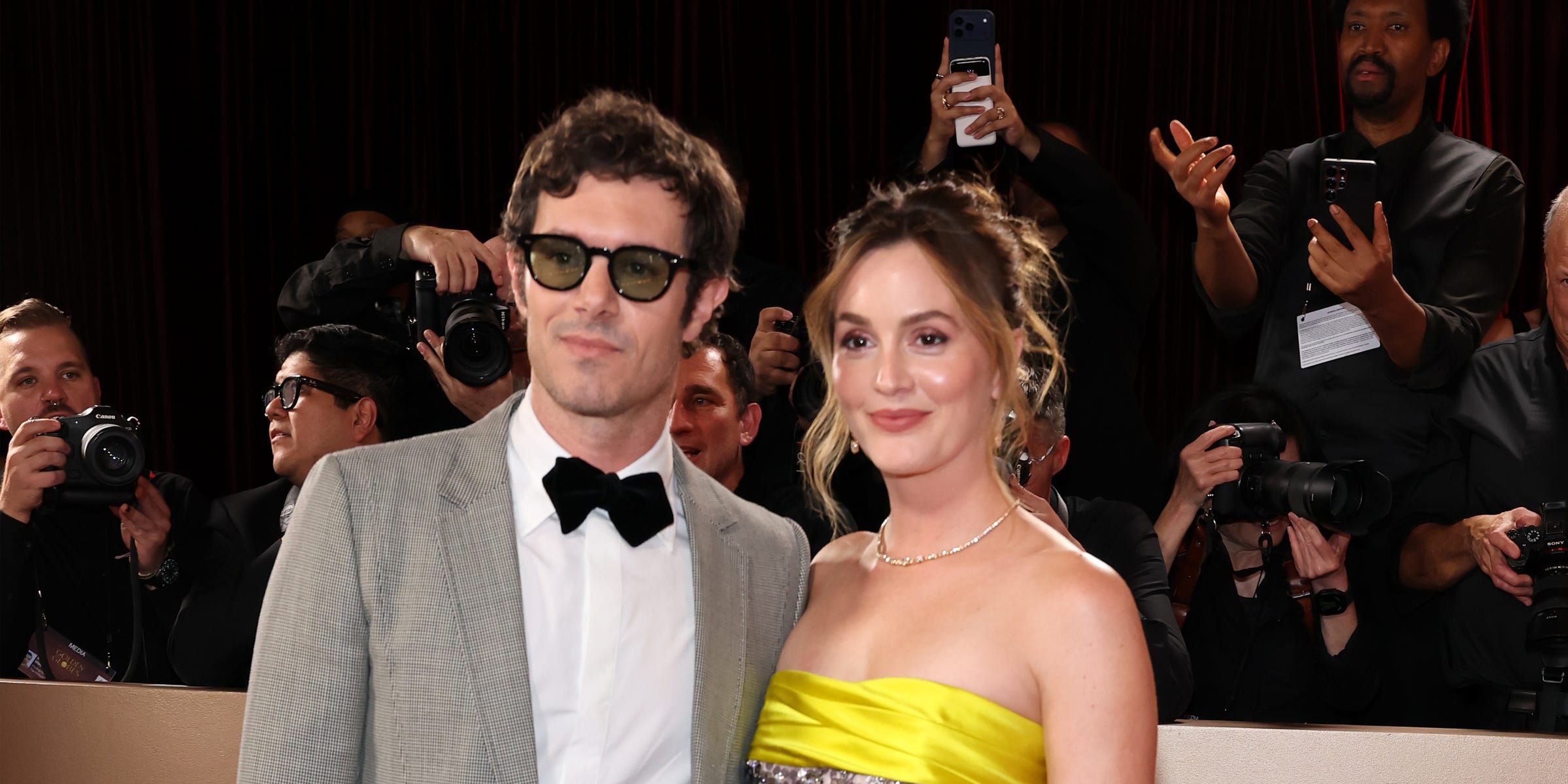 Leighton Meester supports husband Adam Brody at the 2026 Golden Globes