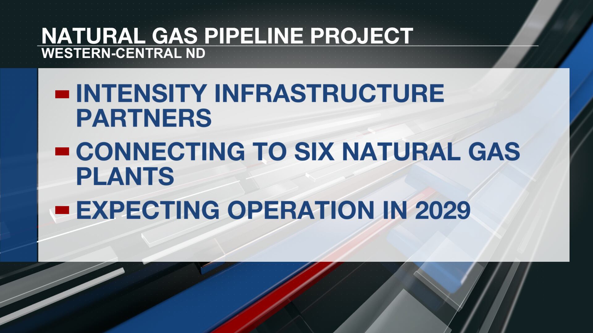 Intensity moving forward with natural gas pipeline