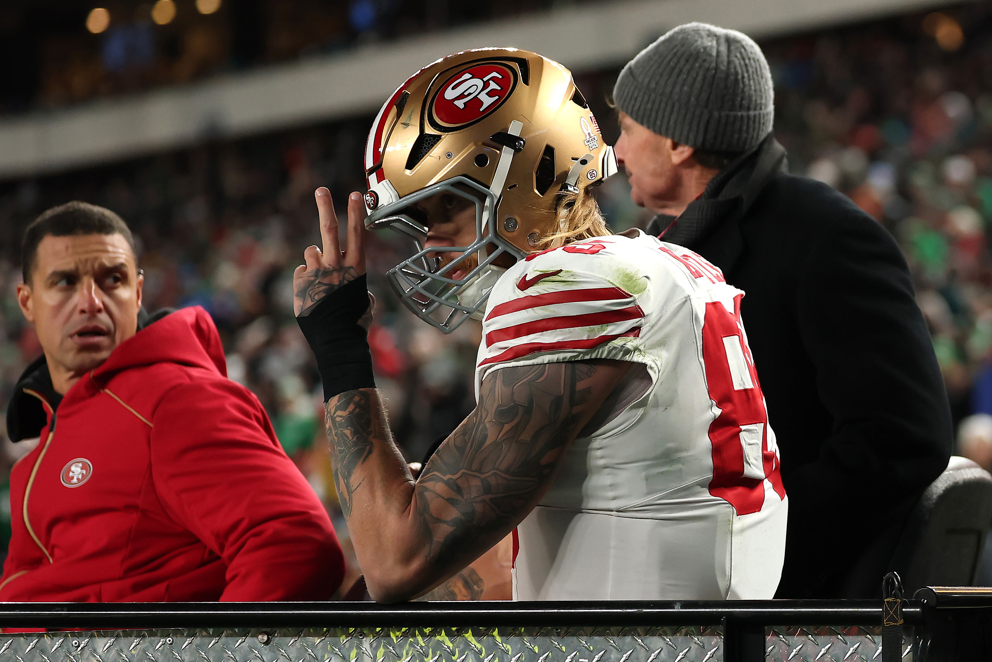 George Kittle Achilles injury: Star TE exits playoff game vs Eagles