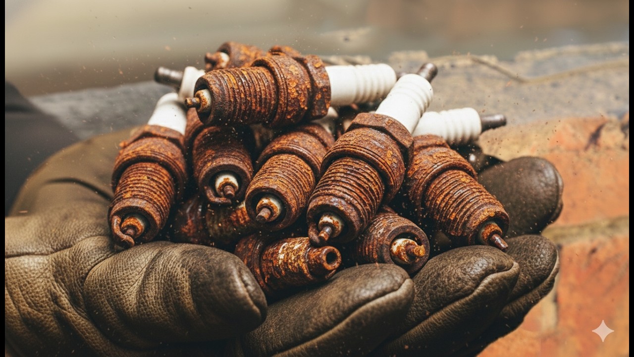 Forging Damascus knife out of useless spark plugs