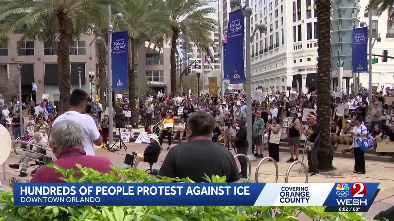 Hundreds rally outside Orlando City Hall in protest of ICE following ...
