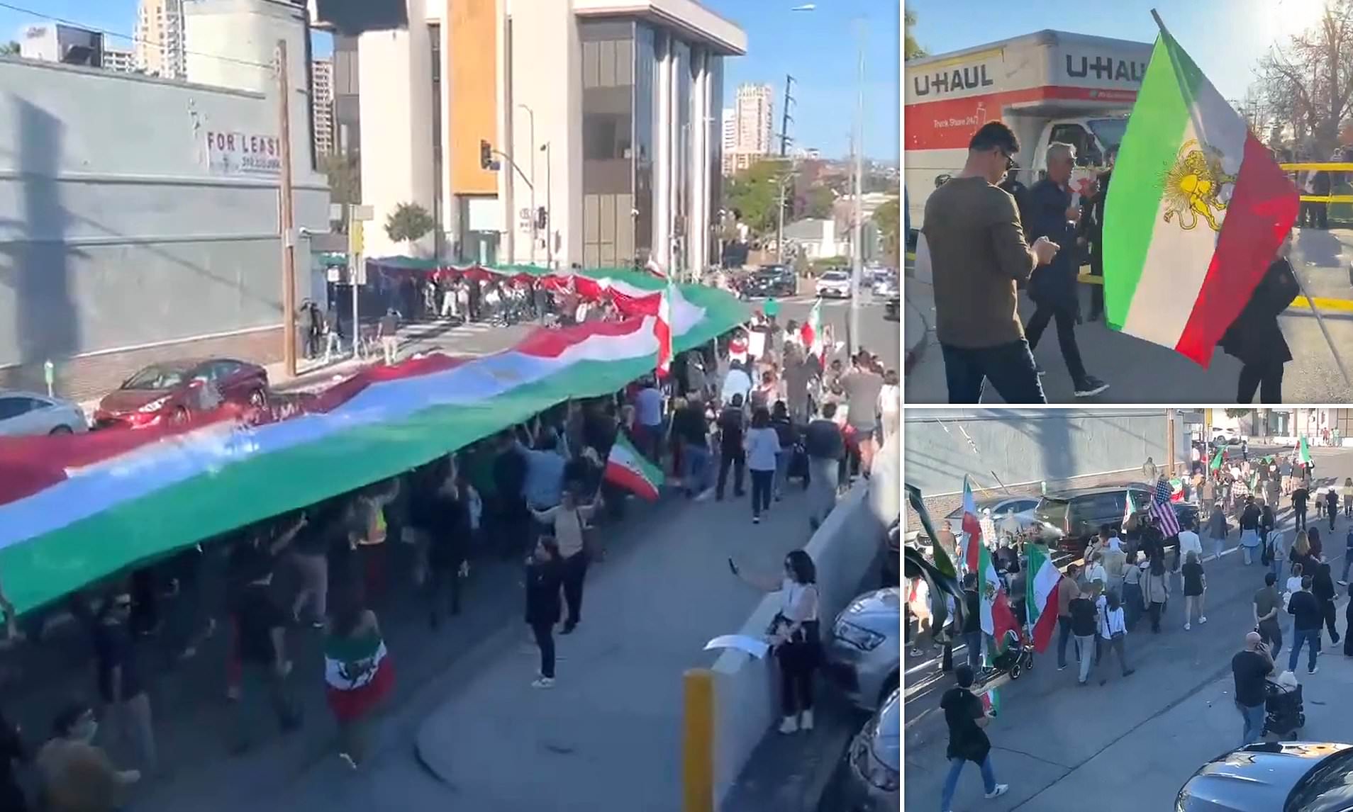 U-Haul truck drives through crowd of Iranian protesters in Los Angeles