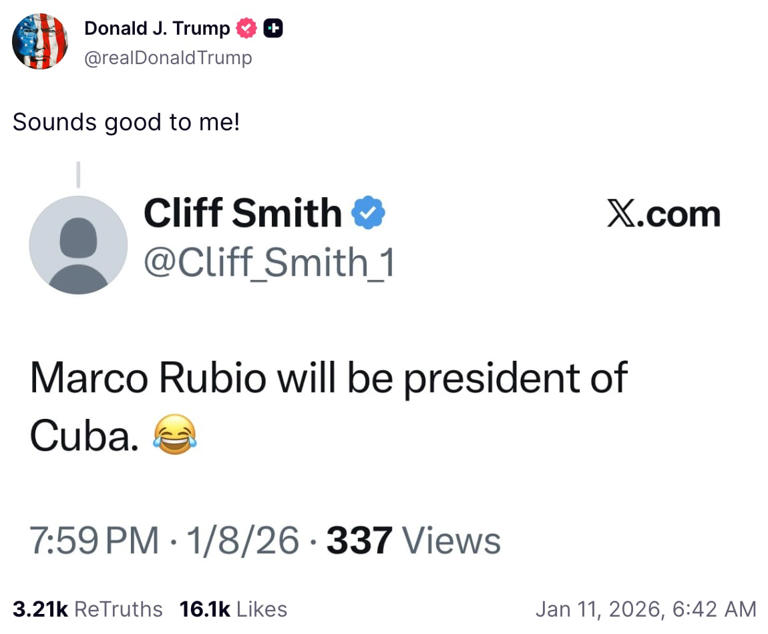 Trump backs plan to install goon as Cuba’s president