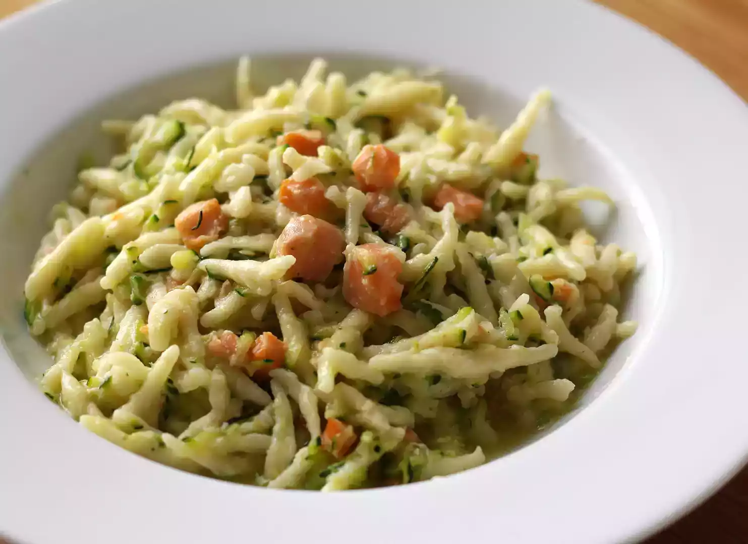 Salmon and zucchini pasta