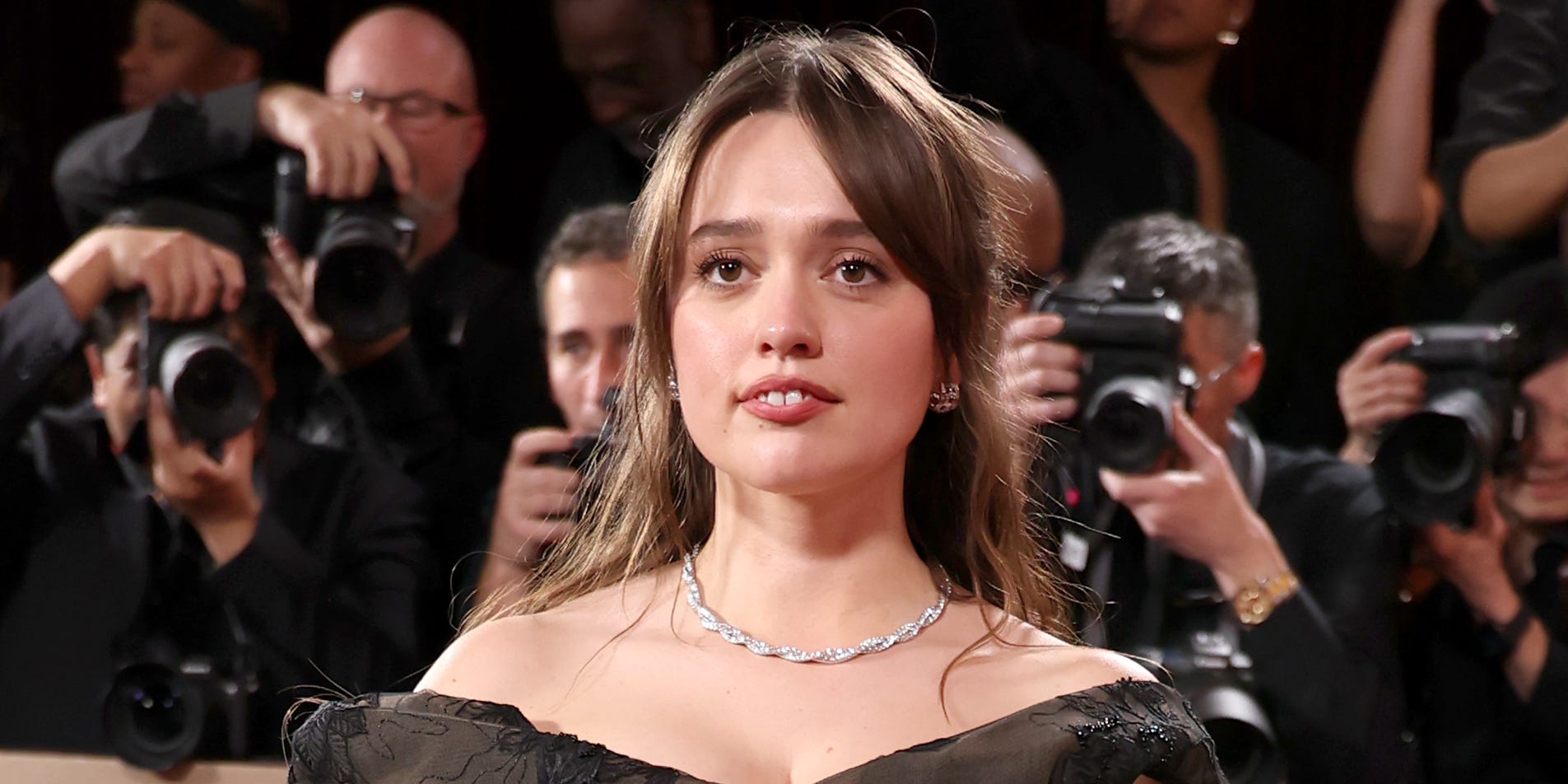 Aimee Lou Wood looks regal in a dramatic asymmetrical gown at the 2026 ...