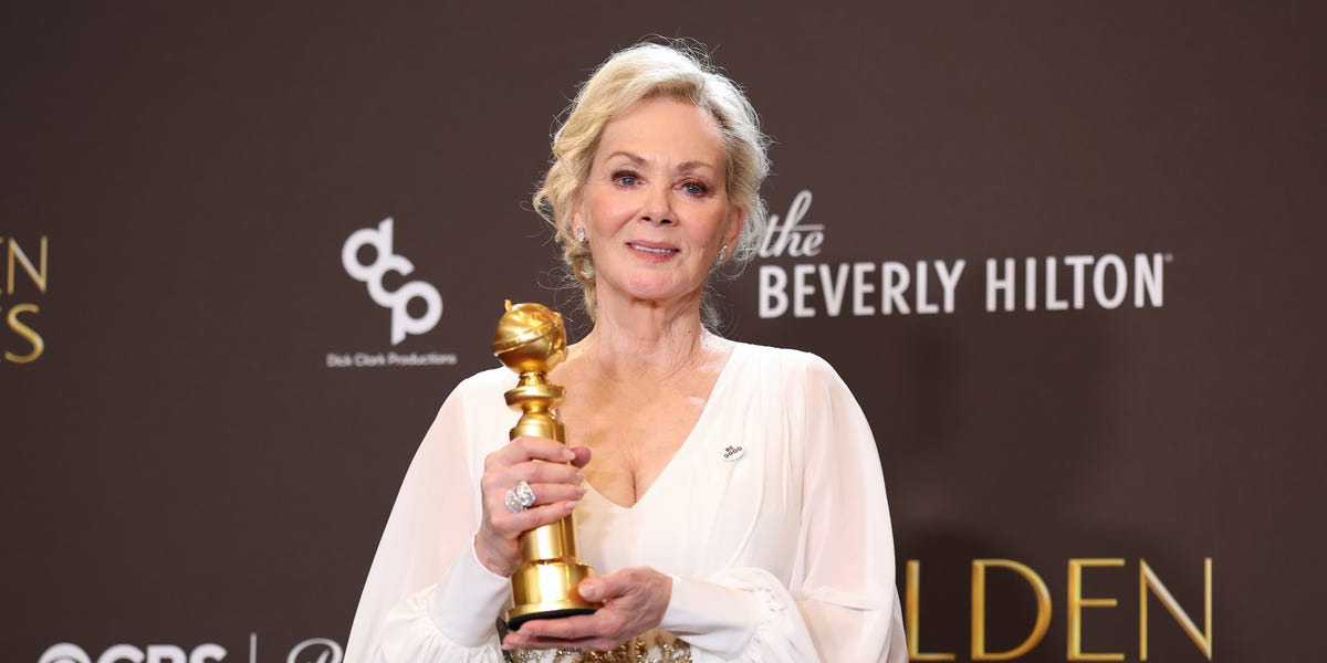 Here’s the meaning behind Jean Smart’s “Be Good” pin at the 2026 Golden ...