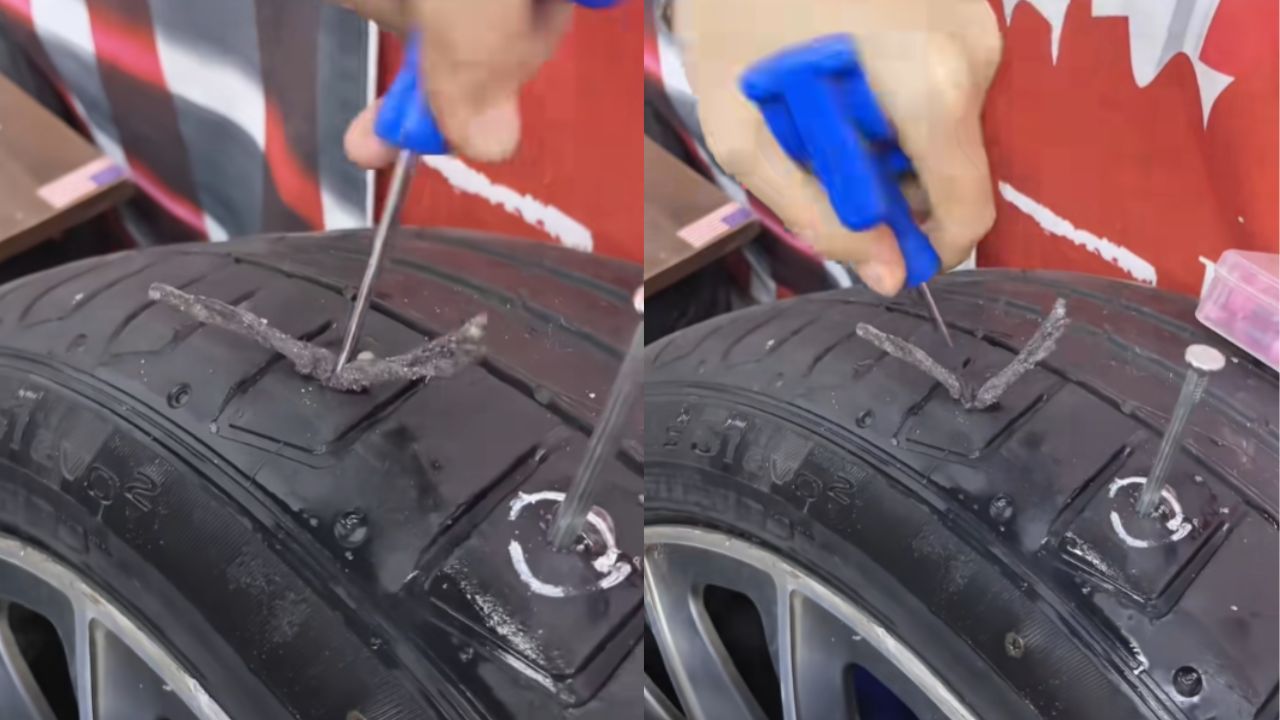 Content creator shows unusual tire repair method and sparks debate ...
