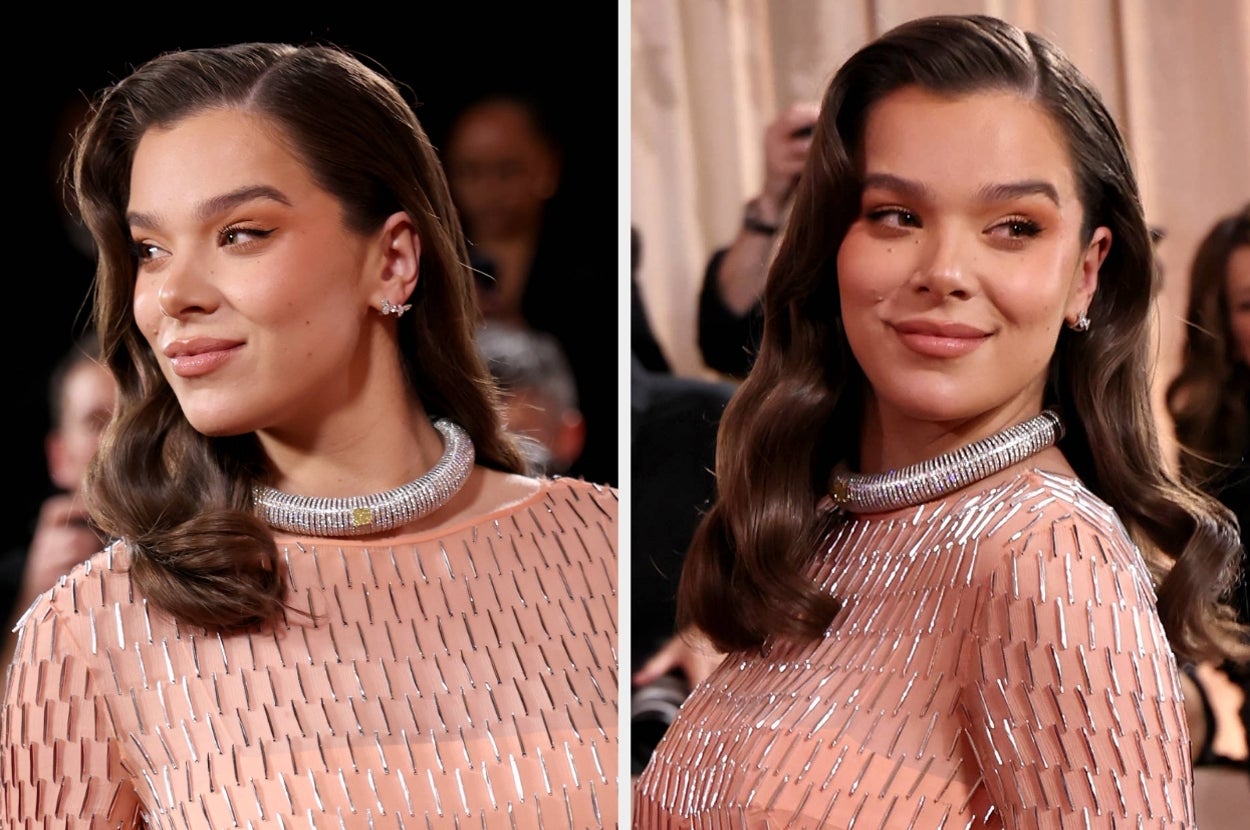 Hailee Steinfeld debuted her baby bump in a gorgeous mirrored pink gown ...