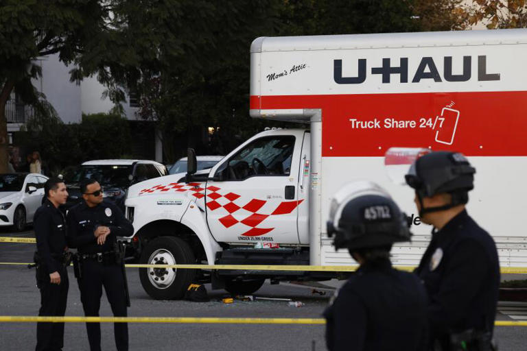 U-Haul truck hits protesters during demonstration in Westwood against ...