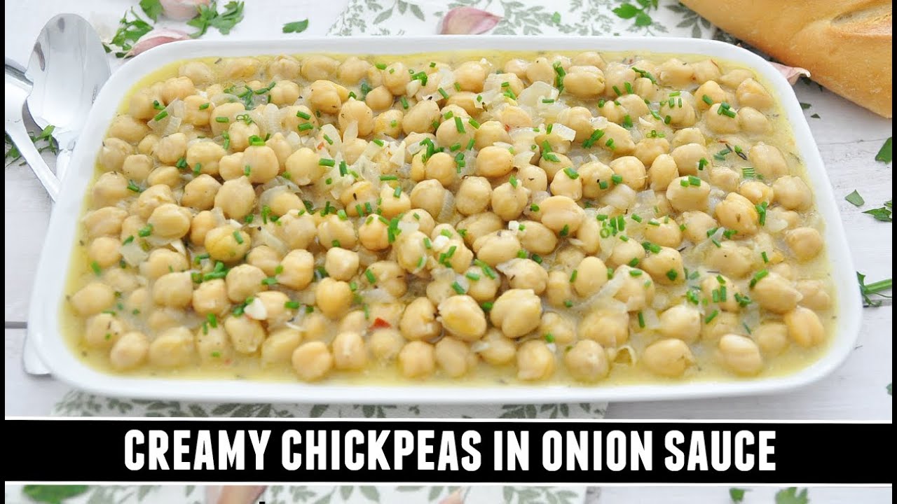 Creamy chickpeas in onion sauce (easy canned chickpea recipe)