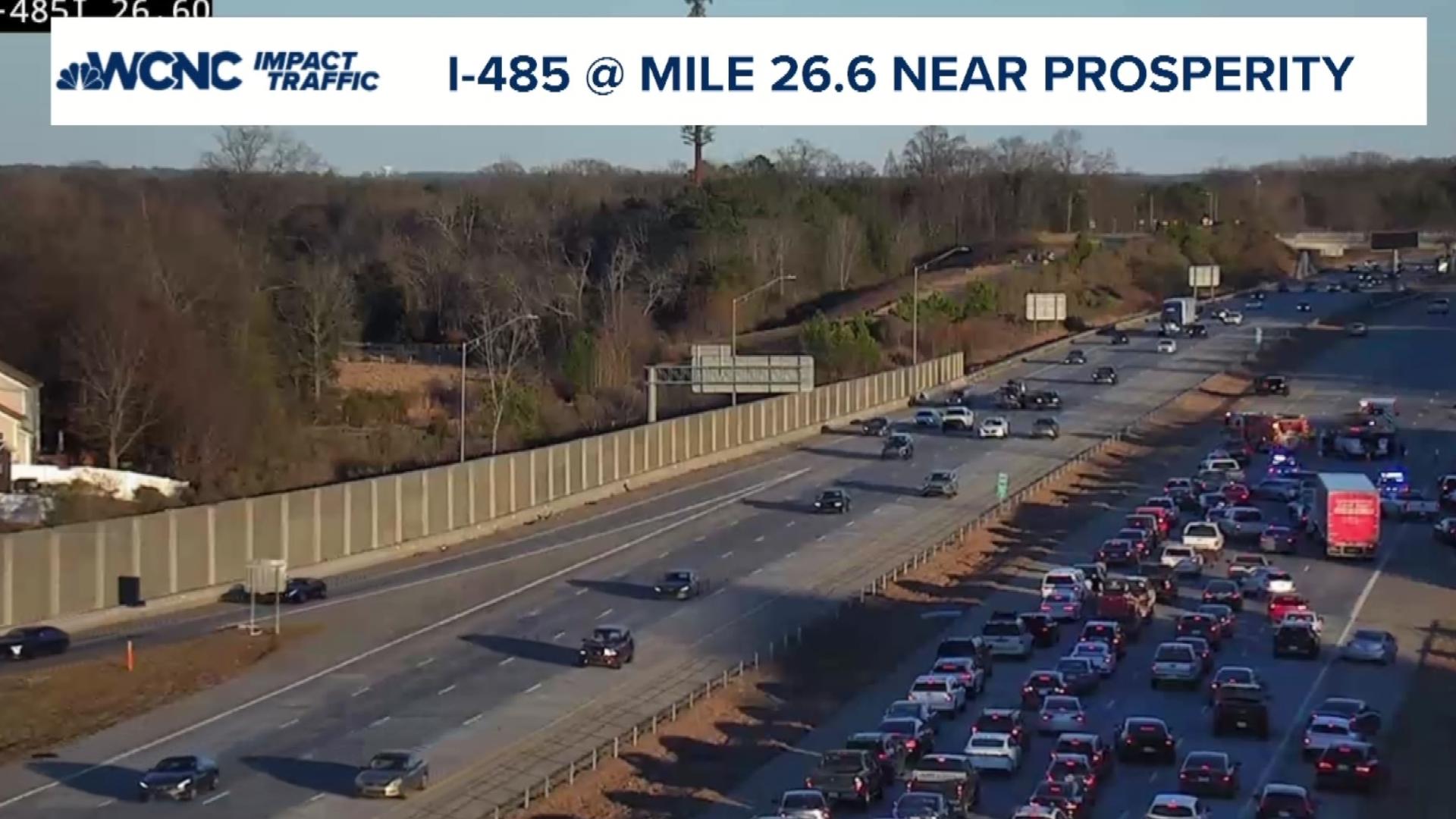 1 person killed in motorcycle crash on I-485 in north Charlotte