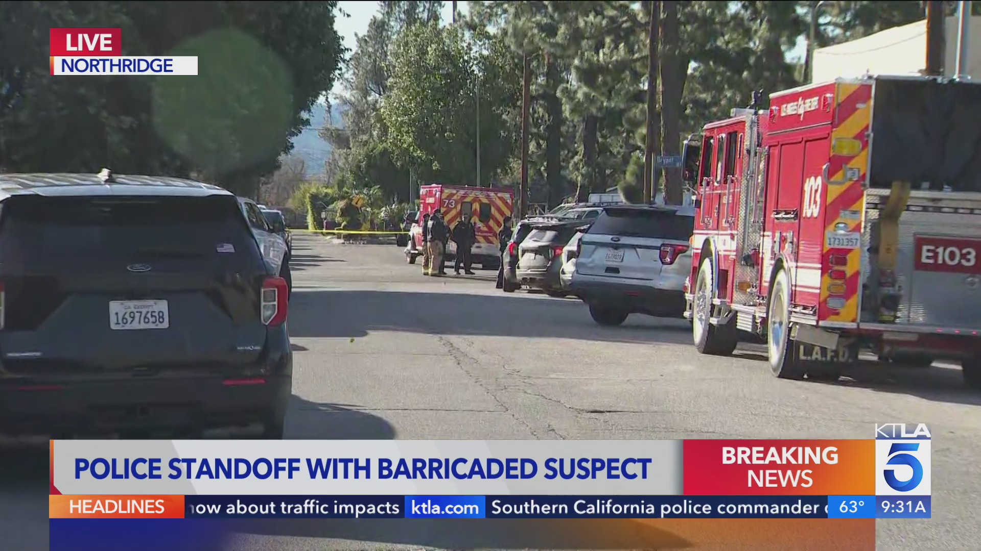Police standoff with barricaded suspect in Northridge