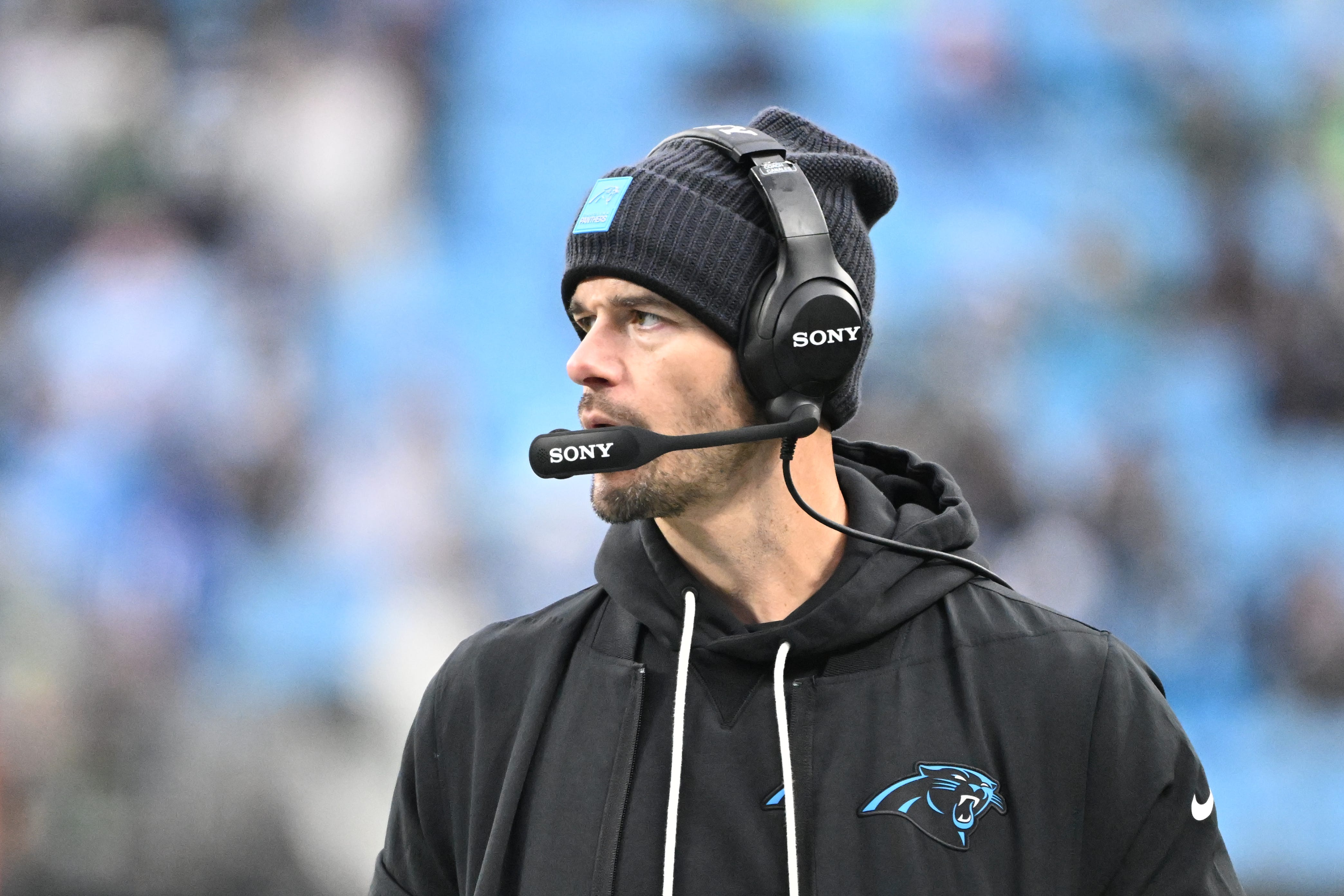 Panthers HC Dave Canales is asked if he'll relinquish offensive play ...