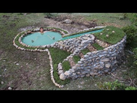 Build water slide and stone swimming pool underground