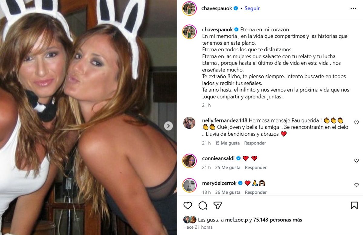 El sentido mensaje de Paula Chaves a 4 años de la muerte de su amiga ...