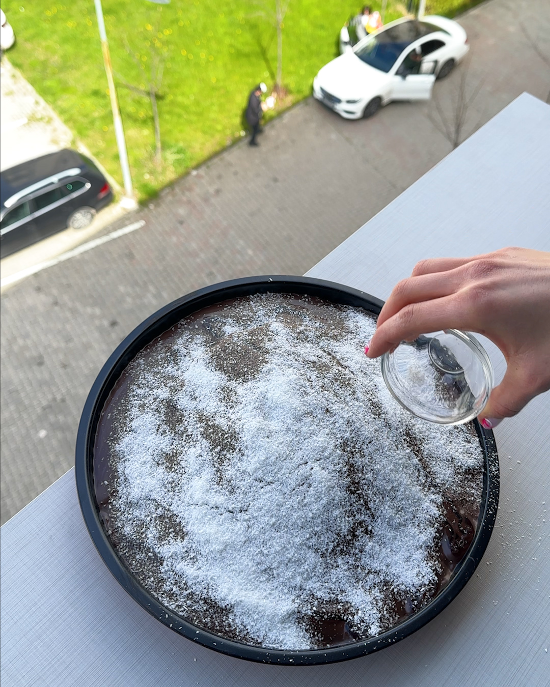 Chocolate cake dreams with a view 🍫