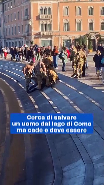 Cerca di salvare un uomo dal lago di Como ma cade e deve essere salvato ...