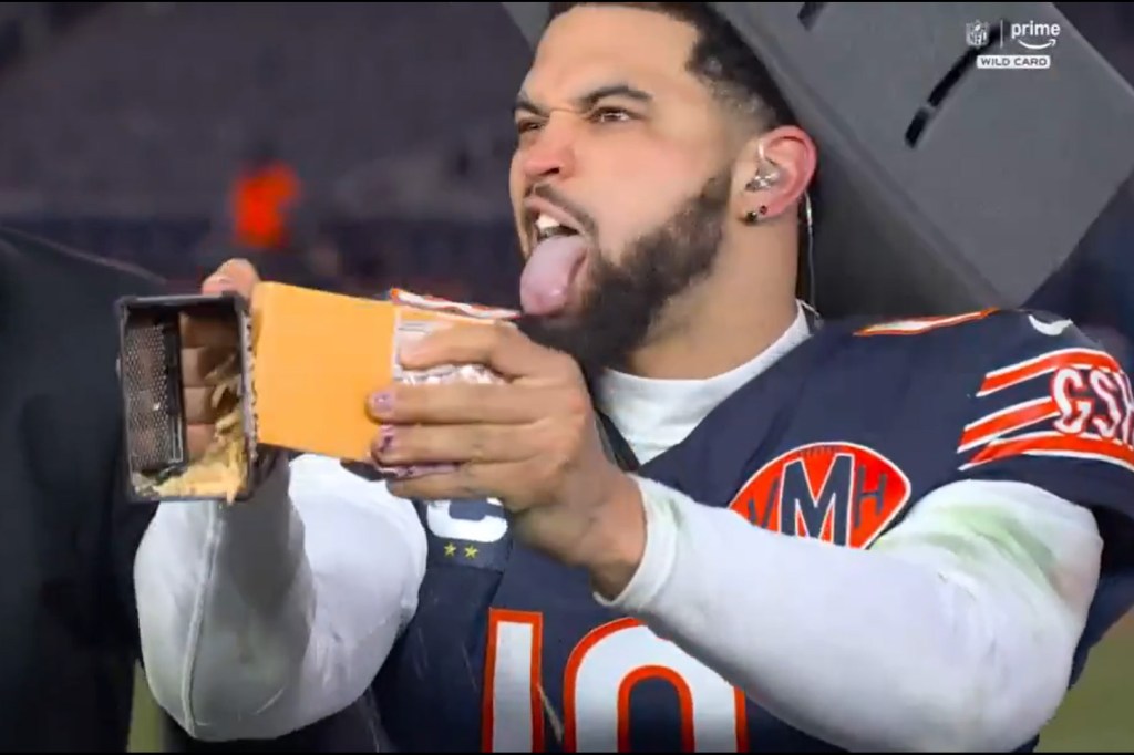 Caleb Williams trolls Packers by grating cheese after epic Bears comeback