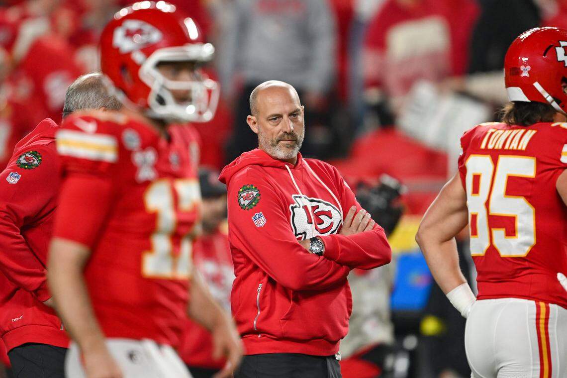 Chiefs offensive coordinator Matt Nagy completes another interview with ...