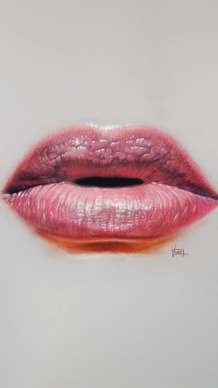 Learn realistic lips drawing with highlights and soft texture