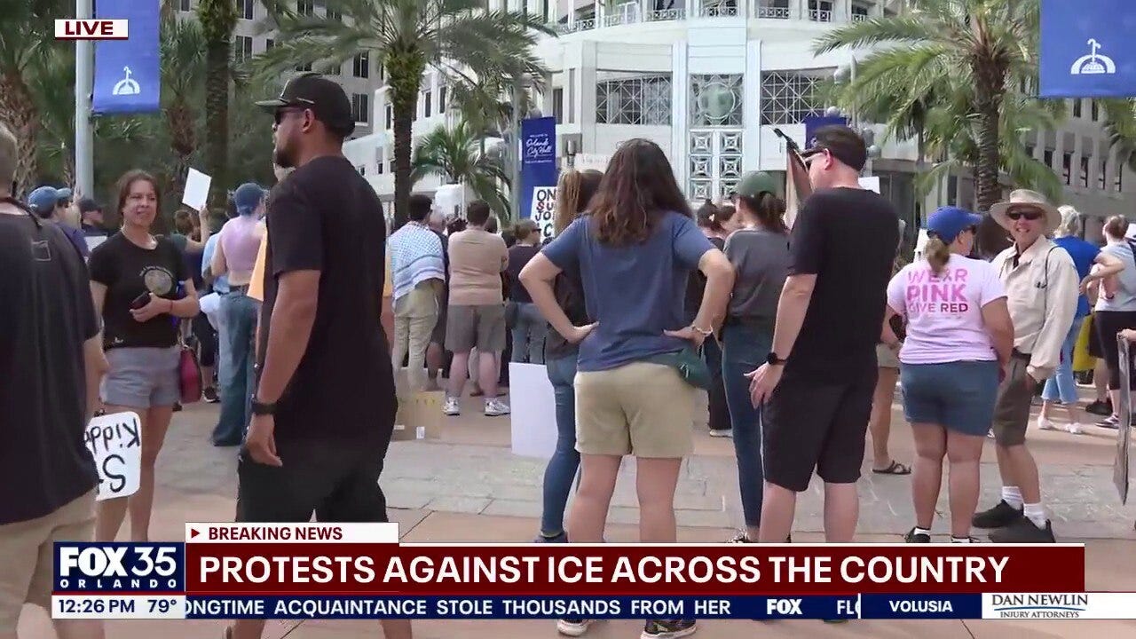 Large crowds gather as ICE protests break out in downtown Orlando