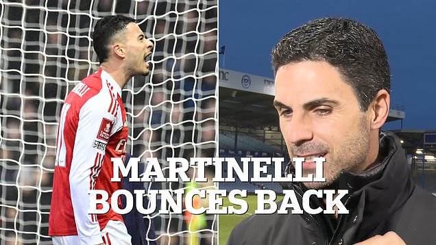 Arteta on Martinelli bouncing back from Bradley clash