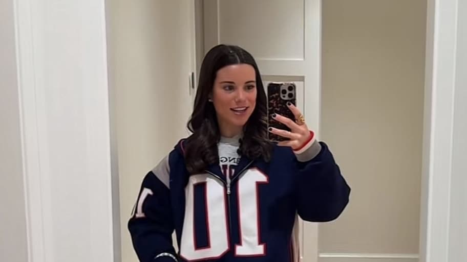 Drake Maye’s wife Ann turns heads in wild sparkly pants for Patriots ...