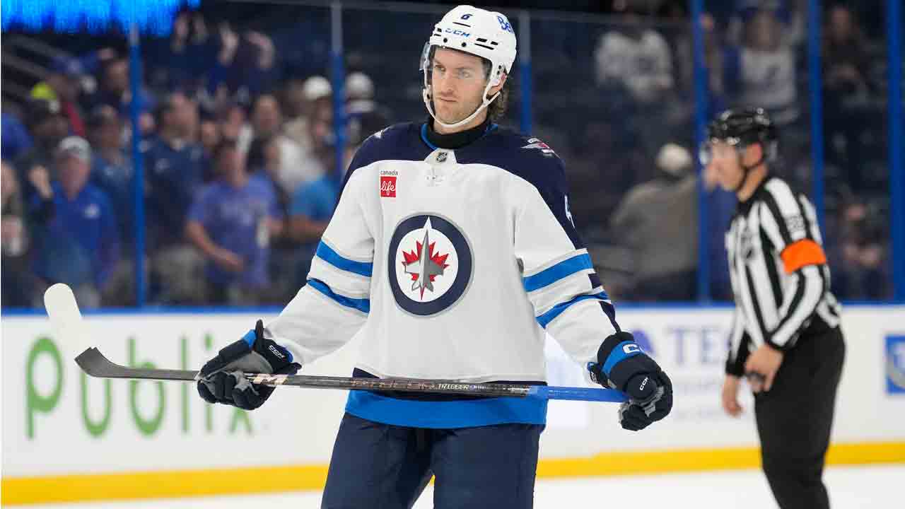 Jets defenceman Colin Miller exits vs. Devils with lower-body injury