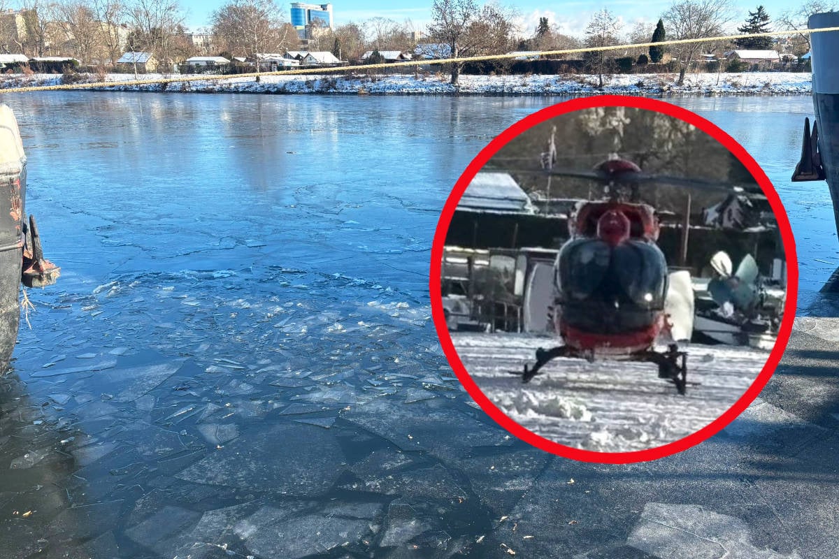 Mann fällt in Havel, Polizei vertreibt Menschen mit Hubschrauber vom Eis