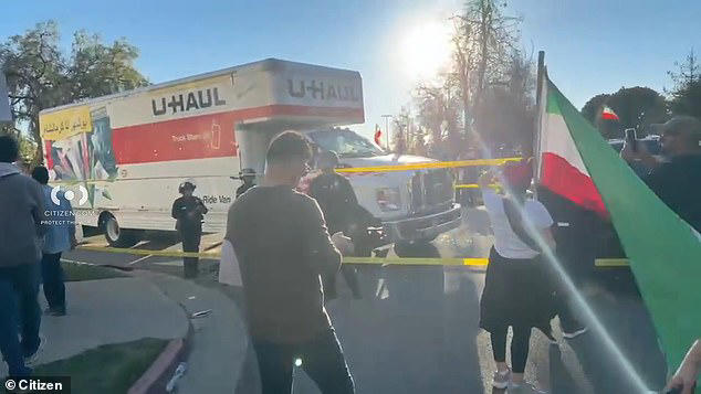 U-Haul truck drives through crowd of Iranian protesters in Los Angeles