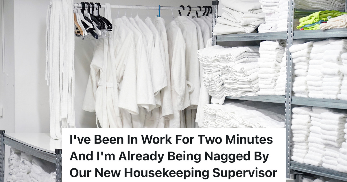 Housekeeping supervisor leaves note for an employee about plastic wrap ...