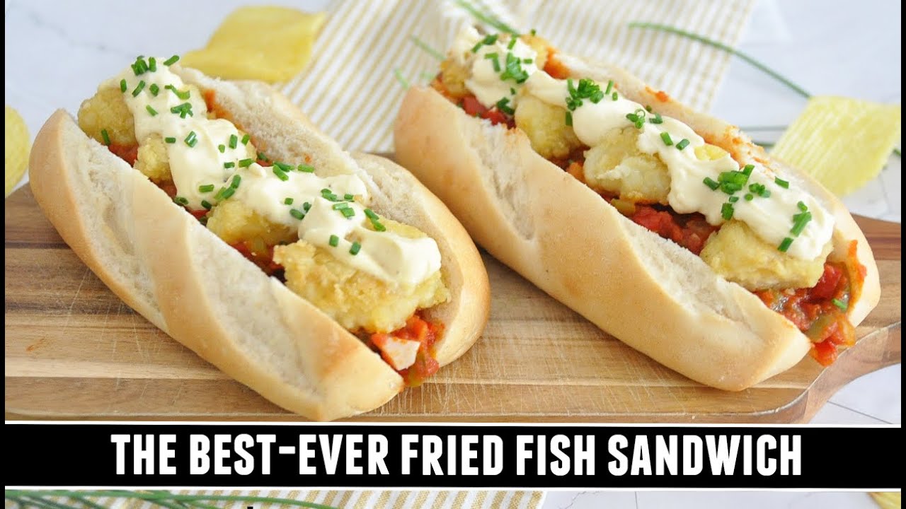 Spanish bocadillo de bacalao y pisto (fried fish sandwich)
