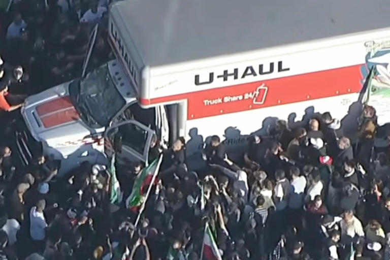 U-Haul plows into massive crowd at Iran protest in LA — as ...