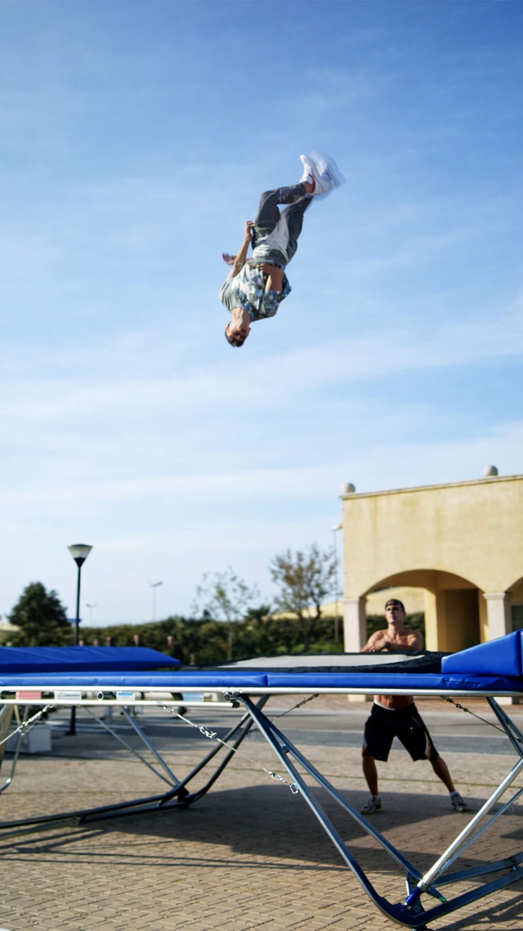 A higher-level trampoline practice