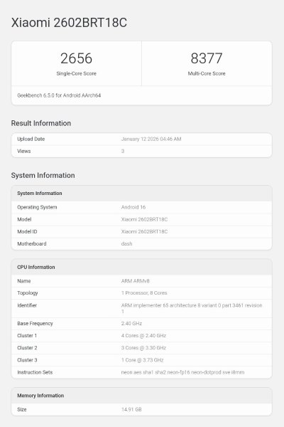 Redmi Turbo 5 Pro Max Geekbench run confirms it’s running an ...