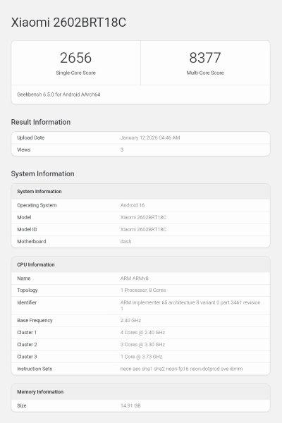 Redmi Turbo 5 Pro Max Geekbench run confirms it’s running an ...