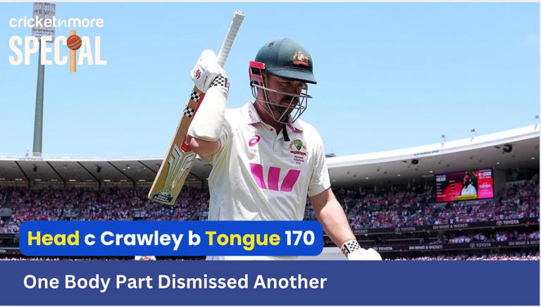 A bizarre scorecard entry: One body part dismissed another