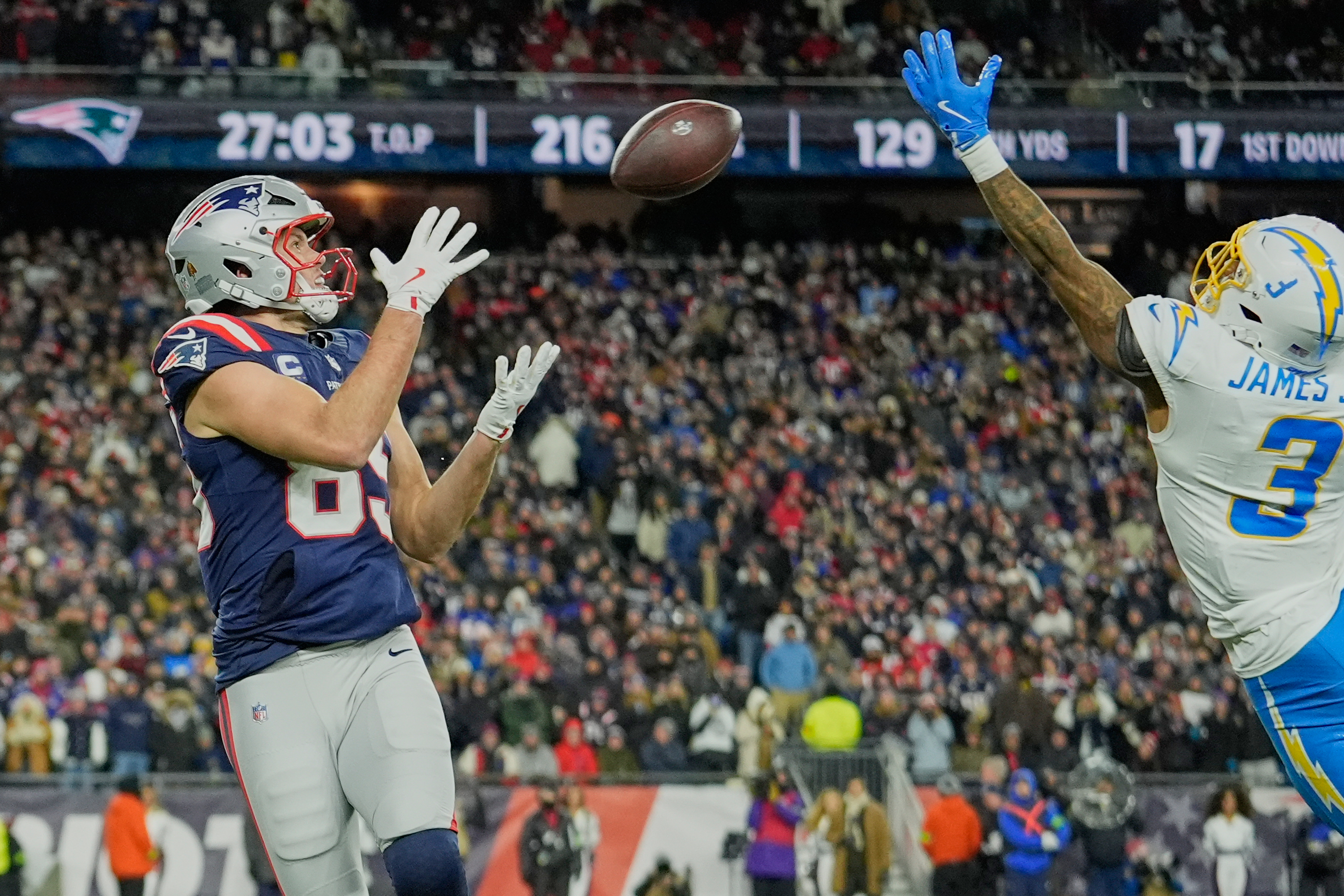 Maye throws late TD pass and Patriots' defense roughs up Herbert ...